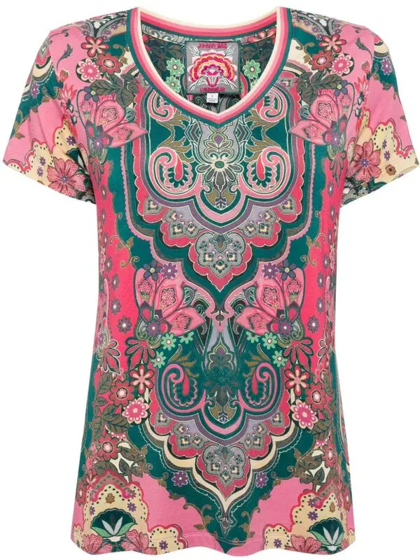 Johnny Was Janie Printed T-shirt - Pink