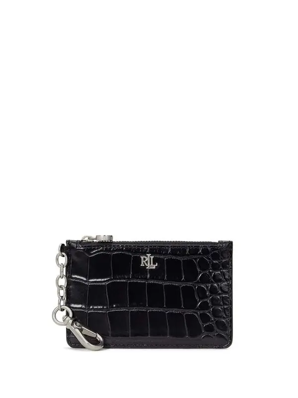 Ralph Lauren Crocodile-embossed Leather Card Holder - Black | Editorialist