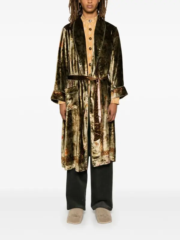 casual green dress with sleeves London Robe in Brown Herringbone main image 1