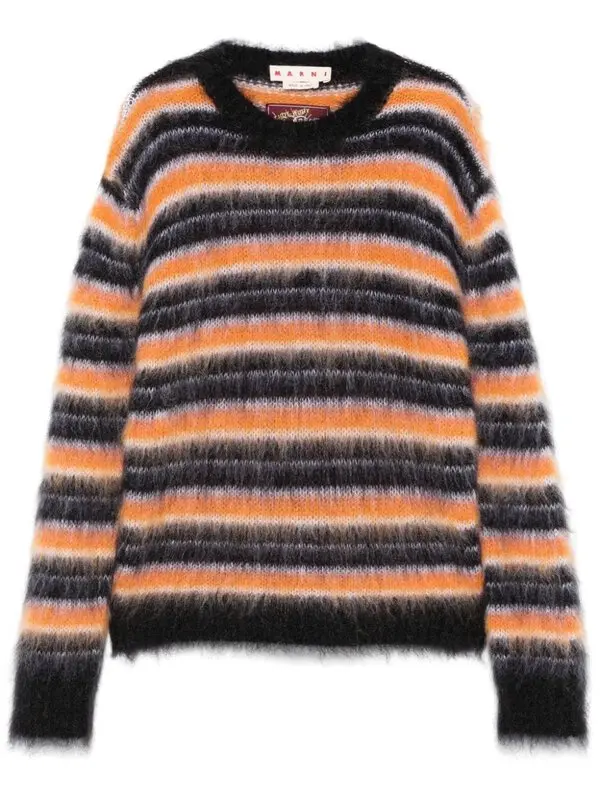 Marni Striped Mohair Blend Sweater - Black