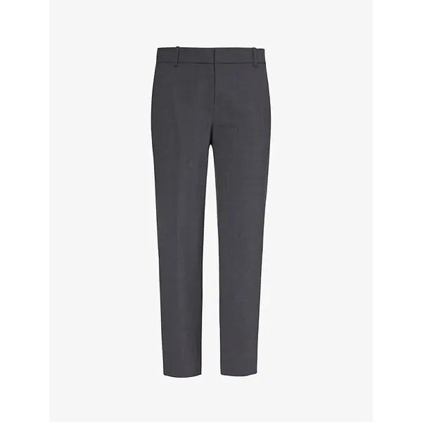 Theory Pressed-crease Tapered-leg High-rise Stretch-wool Trousers