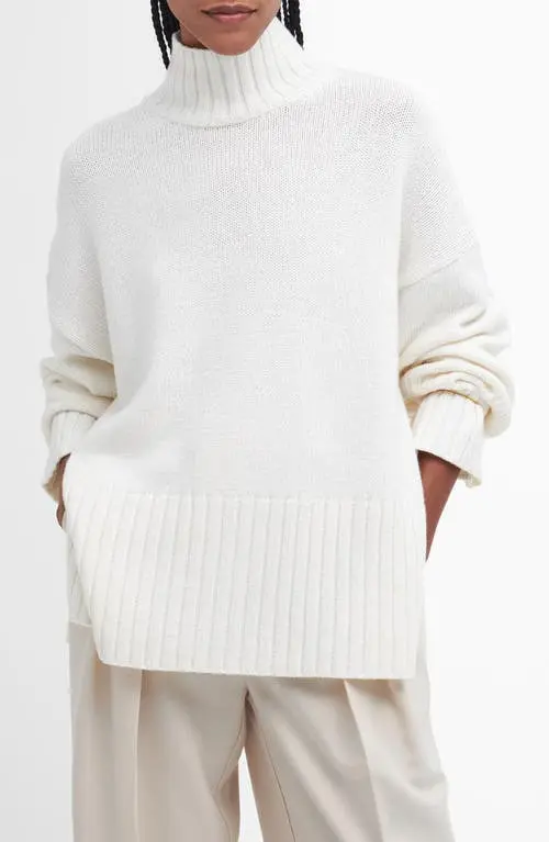 Barbour Serena Cotton & Wool Blend Turtleneck Sweater - Cloud White