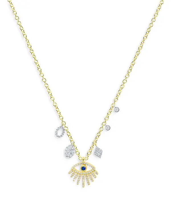 Meira T 14k Yellow Gold Diamond & Sapphire Evil Eye Necklace - Blue/two-tone