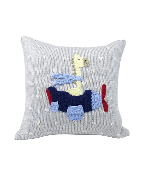 MELANGE COLLECTION Knit Cotton 10 Giraffe Pilot In Plane Pillow