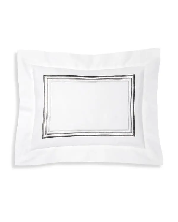 PRATESI Tre Righe Ombre Boudoir Sham - White/charcoal