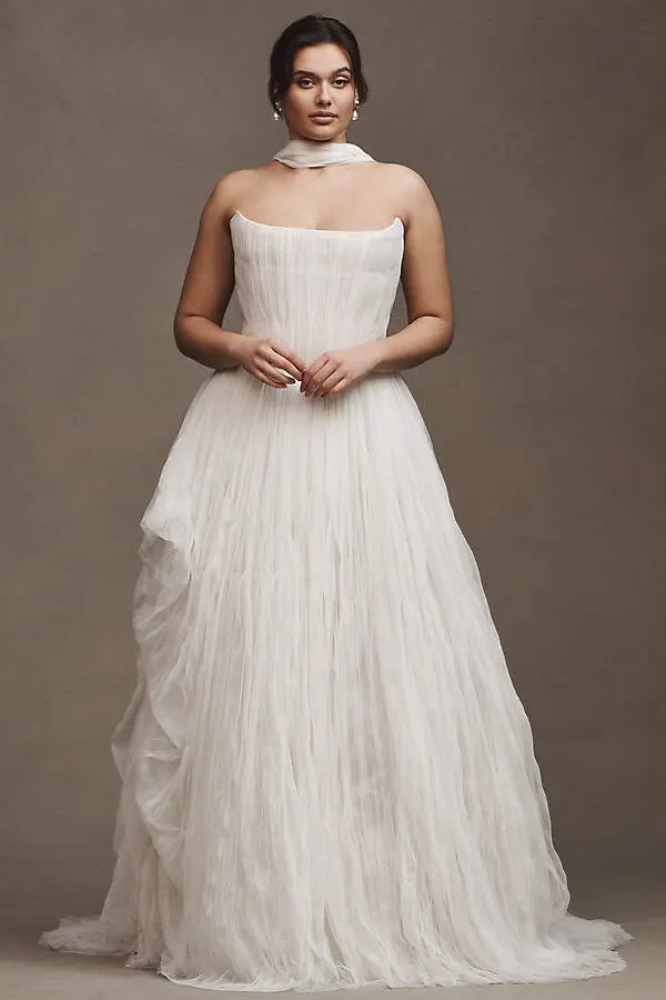 Watters Reko Strapless Corset Gown - Ivory
