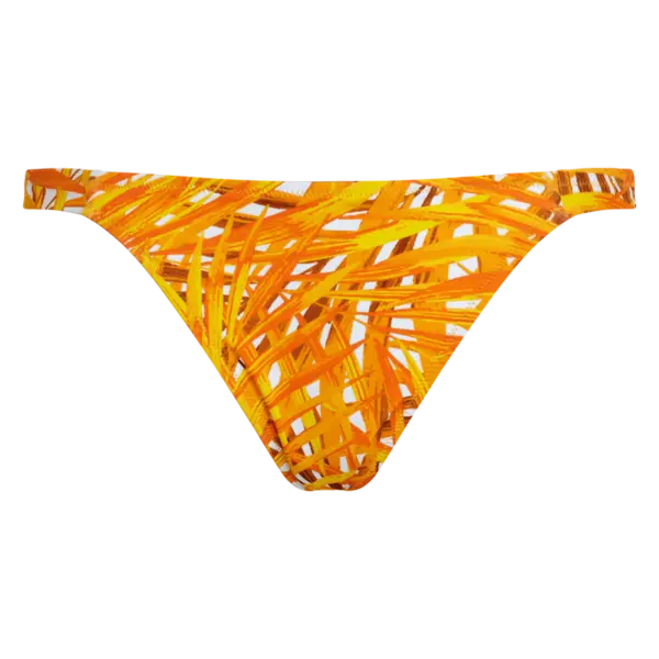 Vilebrequin Tanga Bikini Bottom With Palm Leaves Print - Orange