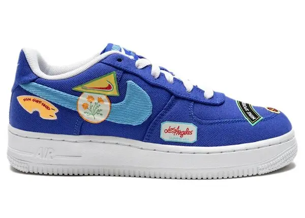 Nike Force 1 Low '07 Prm Los Angeles Patched Up Sneakers - Racer Blue/university Blue/white