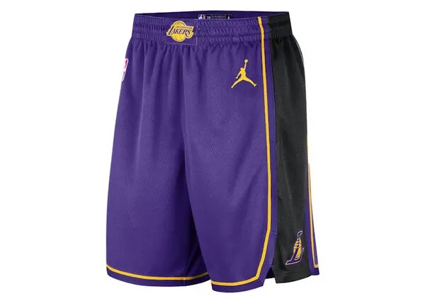 JORDAN Nba Los Angeles Lakers Statement Edition Swingman Drifit Shorts - Purple/yellow