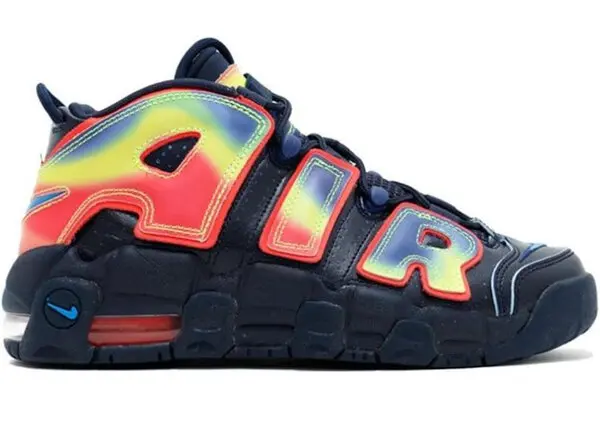 Nike Air More Uptempo Heat Map Sneakers - Obsidian/pht Bl/bright Crmsn