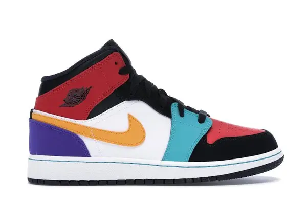 JORDAN 1 Mid Bred Multi Color Gs - White/university Red/black