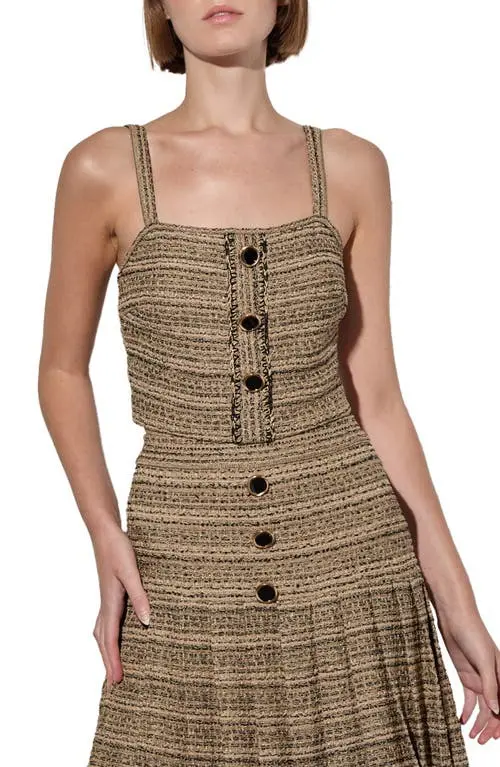 Ming Wang Metallic Tweed Crop Top