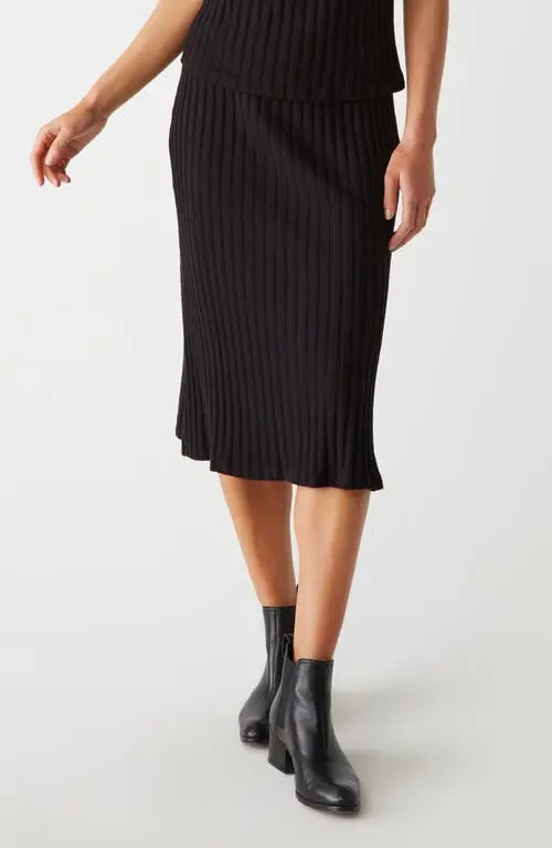Michael Stars Shania Rib Midi Skirt - Black