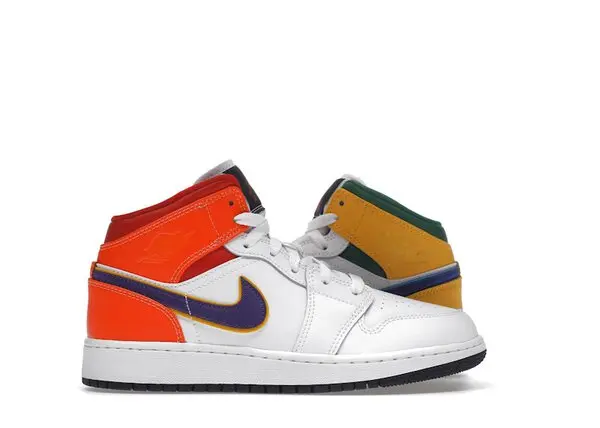 JORDAN 1 Mid Alternate Sneakers - White/court Purple/spirit Teal