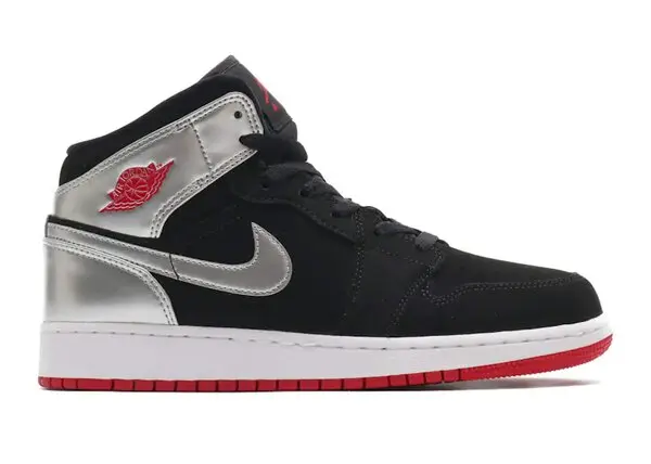 JORDAN 1 Mid Sneakers - Black/gym Red/metallic Silver