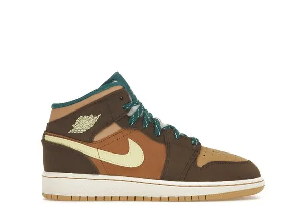 JORDAN 1 Mid Sneakers - Cacao Wow/luminous Green/ale Brown