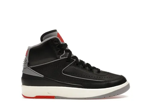 JORDAN 2 Retro High-top Sneakers - Black/fire Red/sail