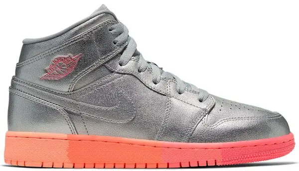JORDAN 1 Mid Sunrise Sneakers - Metallic Silver/racer Pink/wolf Grey