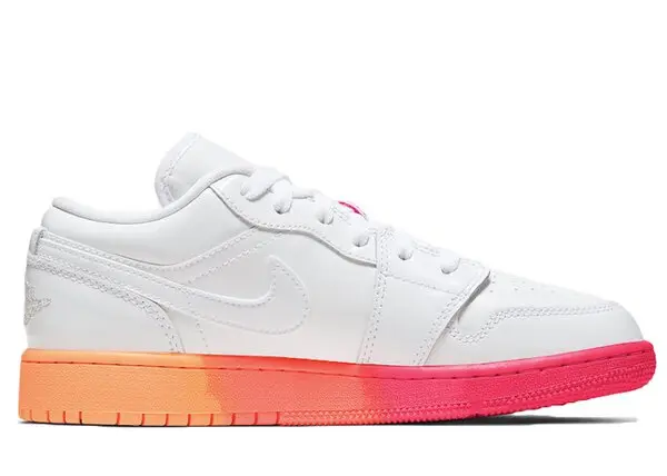 JORDAN 1 Low Sunrise Sneakers - White/bright Crimson/bright Mango