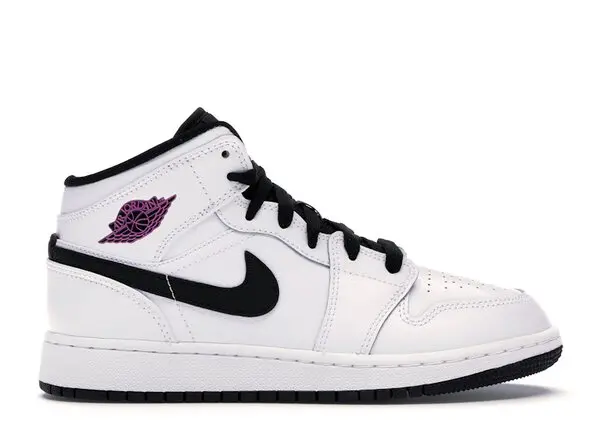 JORDAN 1 Mid Sneakers - White/black/fuchsia Blast
