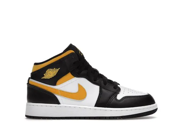JORDAN 1 Mid Top Sneakers - White/pollen/black