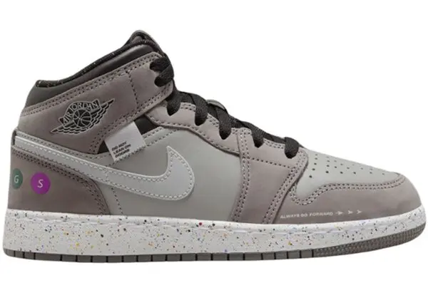 JORDAN 1 Mid Wings Nyc Subway Sneakers - Gunsmoke/matte Silver/black