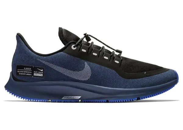 Nike Air Zoom Pegasus 35 Shield Sneakers - Black/metallic Silver/blue Void
