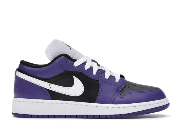 JORDAN 1 Low Grade School Sneakers - Court Purple/black/white