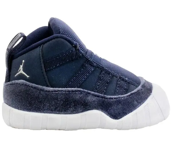 JORDAN 11 Crib Bootie - Midnight Navy Blue/metallic Silver/white