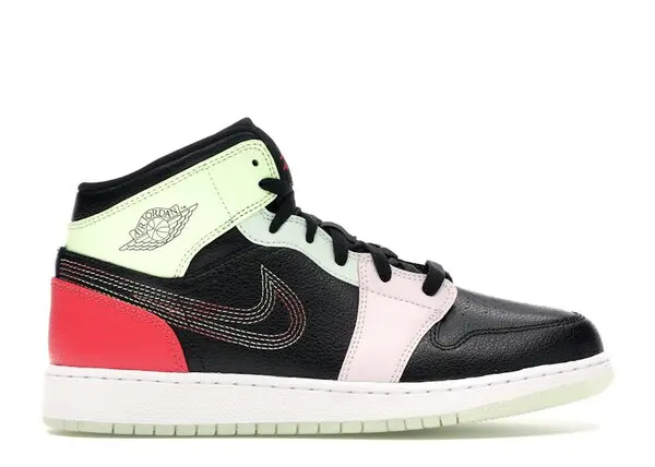 JORDAN 1 Mid Glowinthedark Sneakers - Black/ember Glow/barely Volt