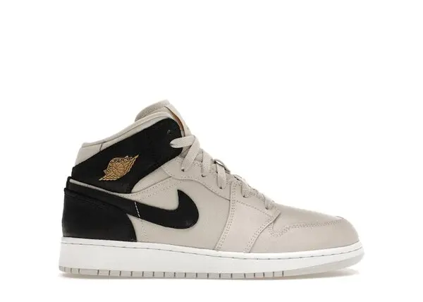 JORDAN 1 Mid Sneakers - Light Bone/metallic Gold/black