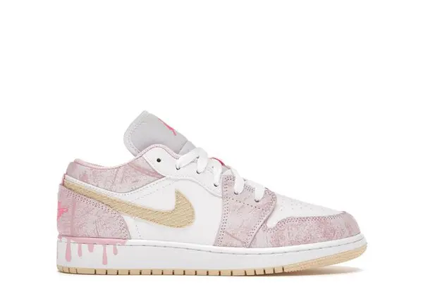 JORDAN 1 Low Paint Drip Sneakers - Arctic Punch/pale Vanilla/white