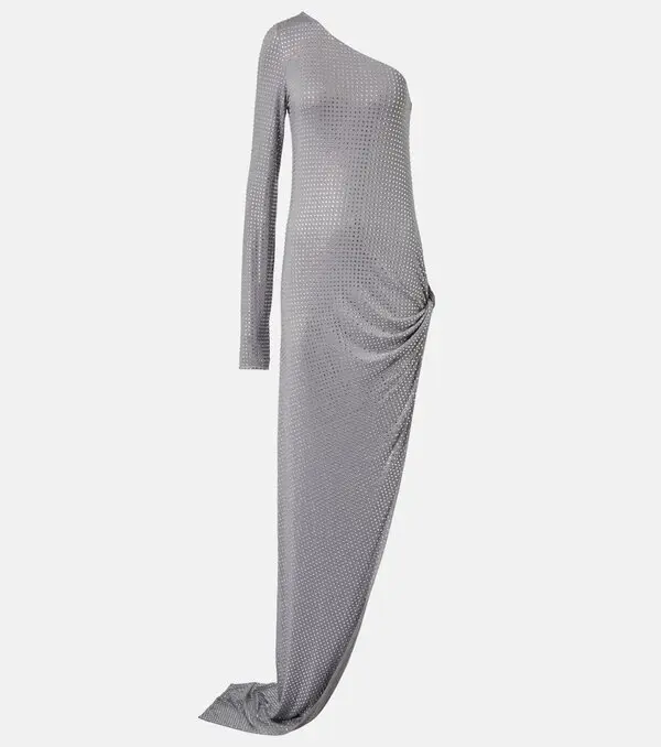 Attico Crystal-embellished One-shoulder Gown