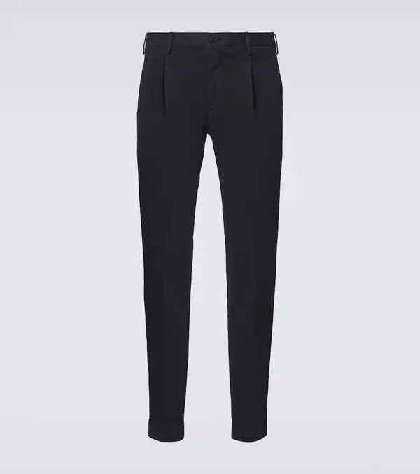 SLOWEAR Incotex Pleated Cotton Tapered Trousers - Blue