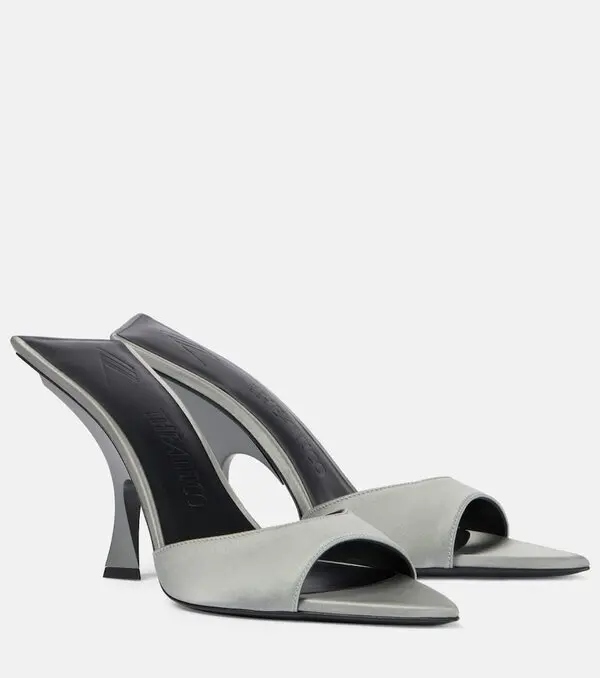 Attico Ester 95 Satin Mules - Grey