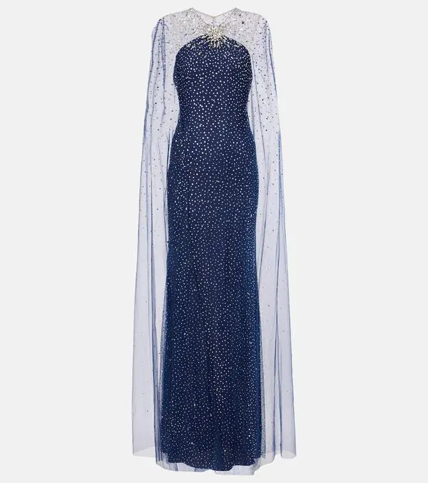 Jenny Packham Embellished Caped Gown