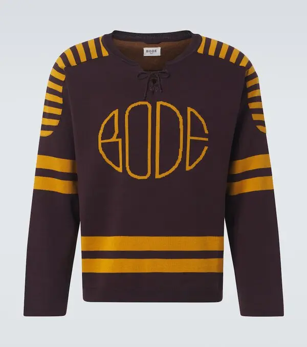 BODE Rink Cotton Jacquard Sweater - Brown