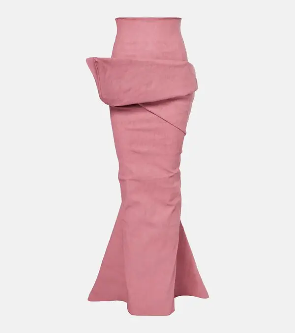 Rick Owens Draped Cotton-blend Maxi Skirt - Pink