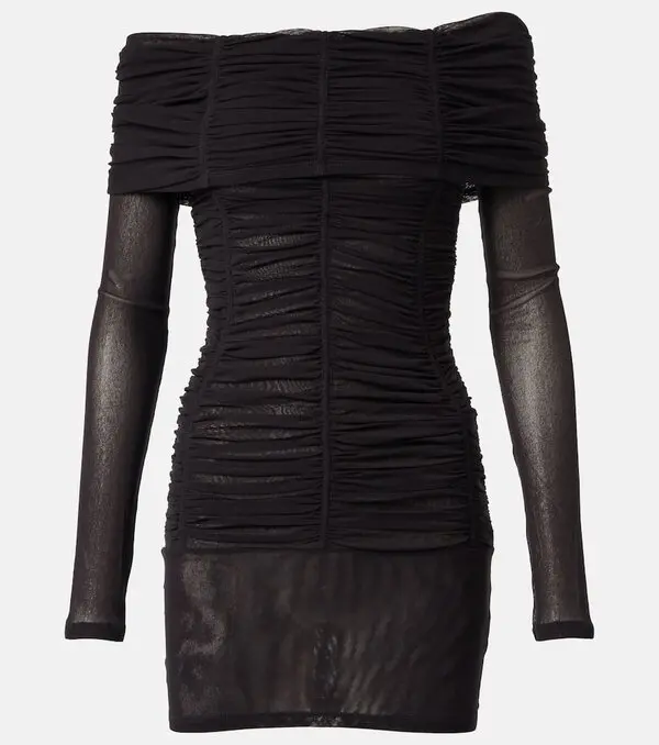 Attico Ruched Off-shoulder Minidress