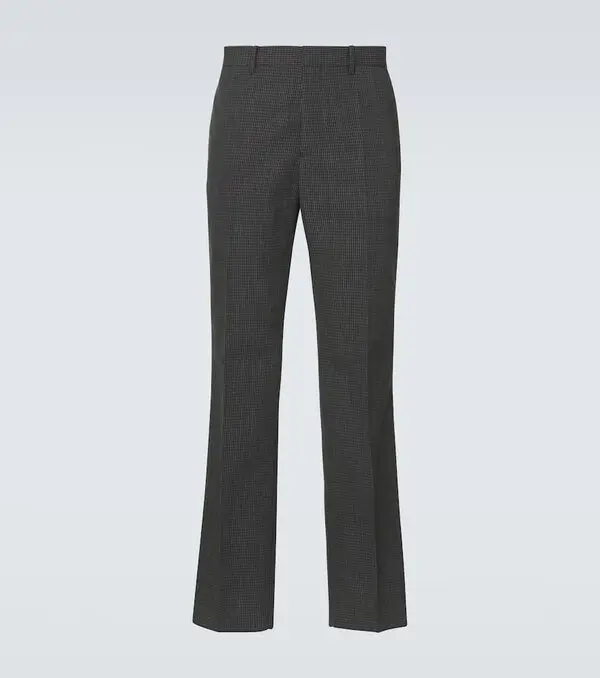 JIL SANDER Checked Virgin Wool Straight Pants - Grey