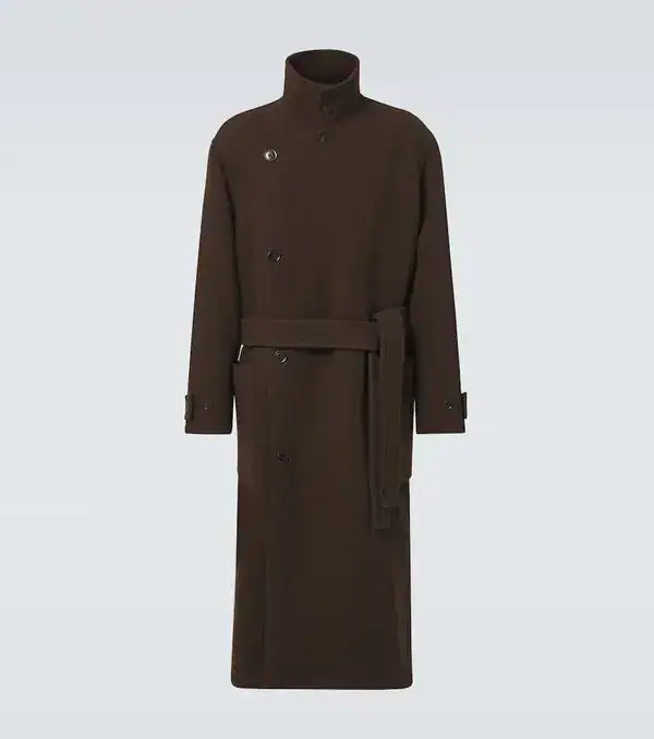 Lemaire Wool Wrap Coat In Brown - 30% Off | Editorialist