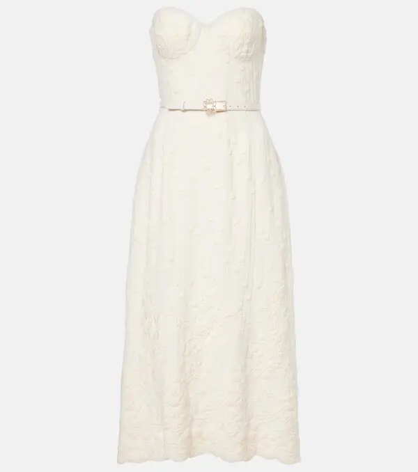 Elie Saab Embroidered Cady Midi Dress