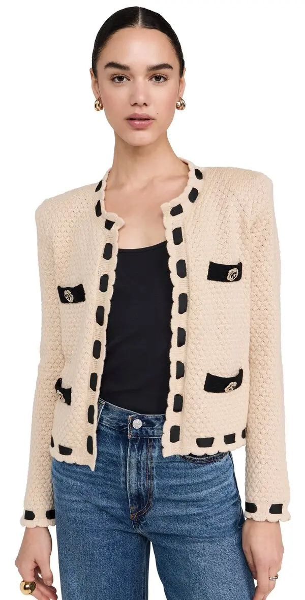 L'Agence Astor Cardigan - Biscuit/black