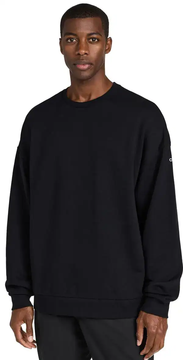 Alo Yoga Chill Crew Pullover Sweatshirt - Black | Editorialist