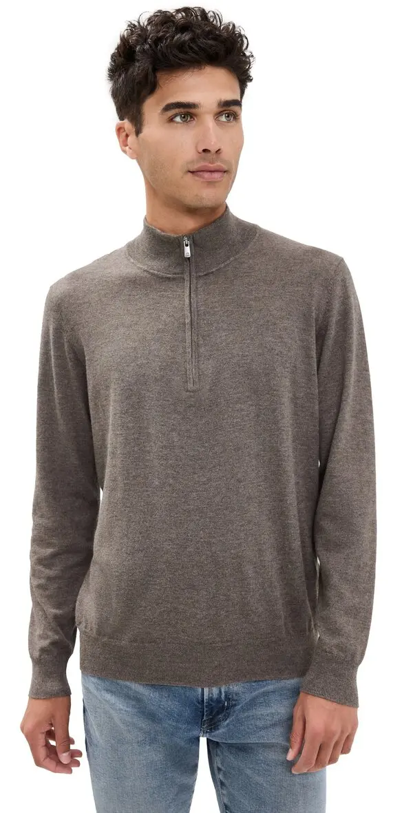 Faherty Brand Movement Quarter Zip Sweater - Walnut Creek Heather