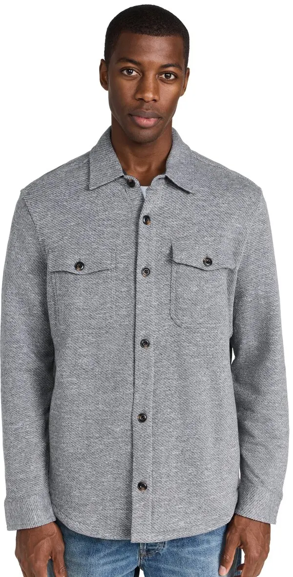 Faherty Brand Inlet Knit Shirt Jacket - Medium Grey Melange