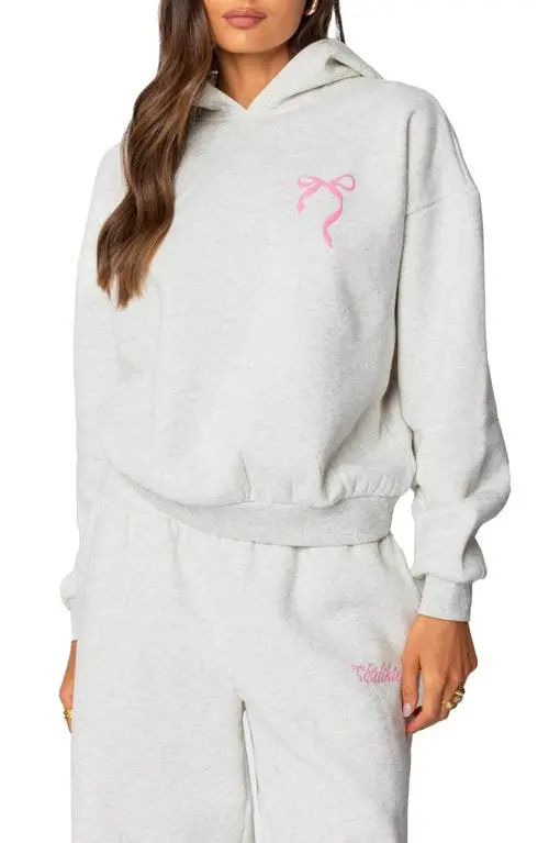 EDIKTED Sasha Bow Detail Hoodie - Gray-melange