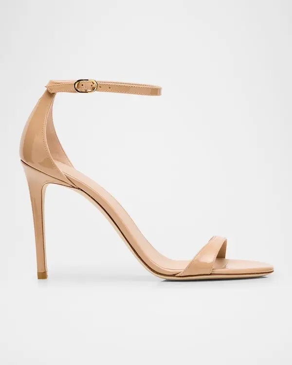 STUART WEITZMAN Nudist Ii Patent Ankle-strap Sandals - Adobe