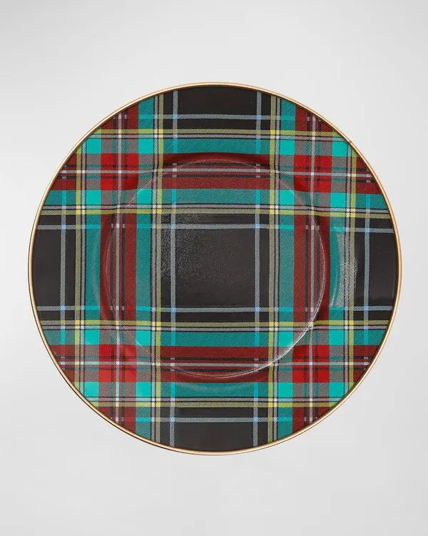 MACKENZIE-CHILDS Tartan Black Salad And Dessert Plate