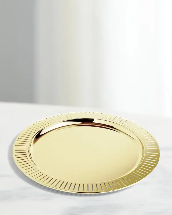 ANNA NEW YORK Striations Round Serving Tray, 15.25 - Gold
